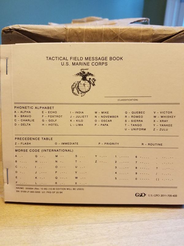 USMC Tactical Field Message Books. Open case. 24 books. Great for re ...