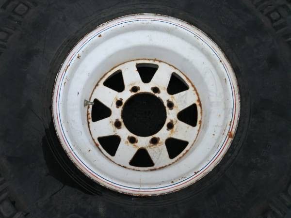 8 lug 15 inch steel wagon wheels, with 38 inch roller tires for Sale in ...