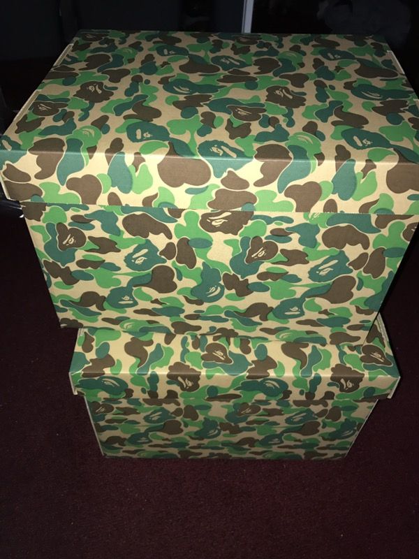 Bape storage boxes a bathing ape green camo supreme box logo BBC ...