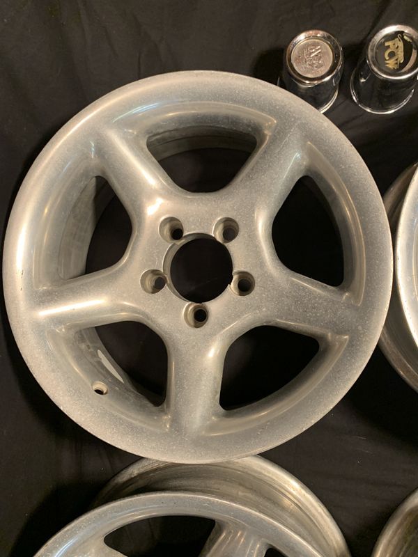 15 inch five spoke aluminum wheels EMR Ford Mopar 4.5x 5 lug pattern ...