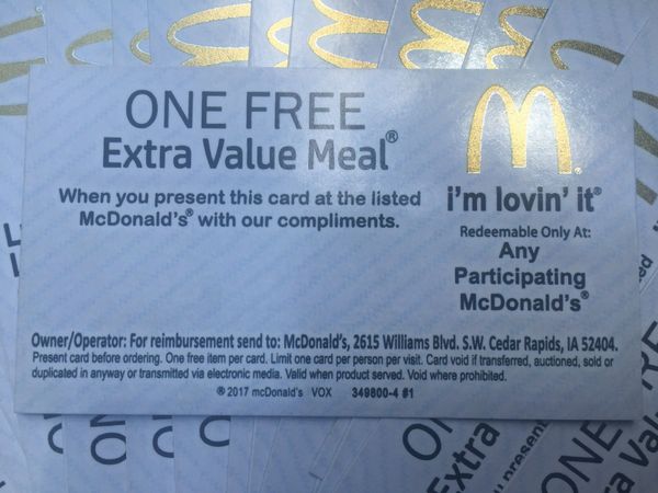 10 McDonald’s free combo meal voucher cards for Sale in New York, NY ...
