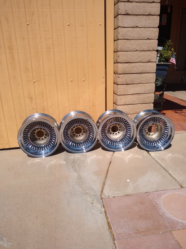 100 spoke bolt on wire wheels, 13x7, 4 lug universal,no caps, 250$ for ...