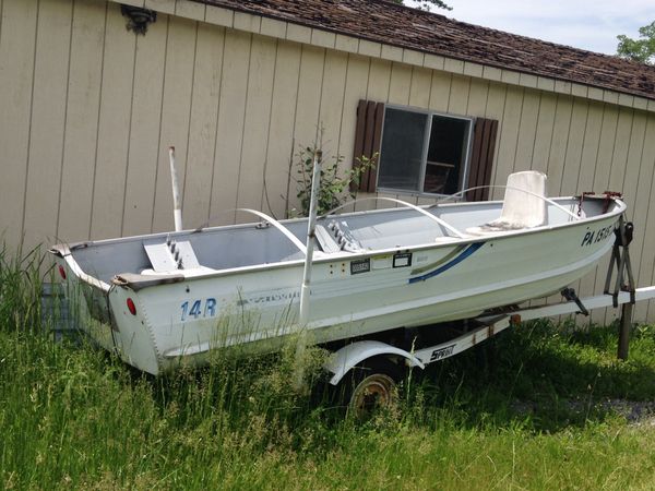 14 ft Sea Nymph v haul Jon Boat with trailer fish finder and 40 lb ...