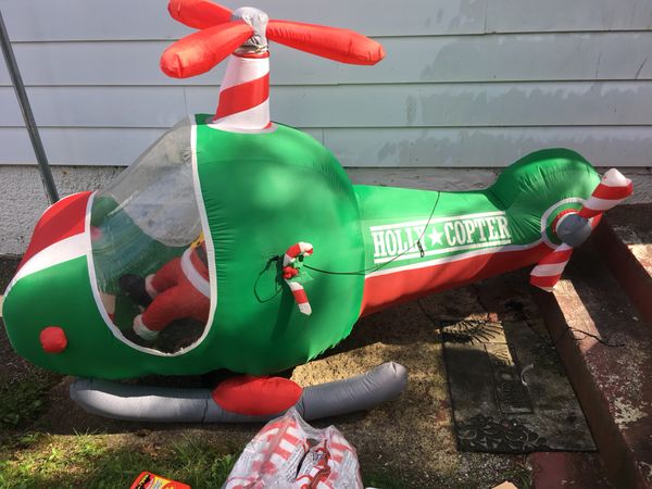 6ft animated santa In helicopter Christmas Airblown inflatable blow up ...