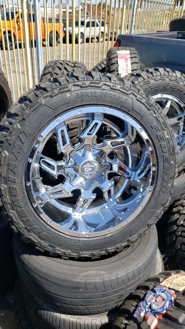 20x12 Chrome hardcore offroad rims 6 lug 6x139 6x135 whit New MUD tires ...
