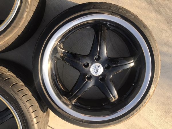5 SPOKE BLACK RIMS W/ CHROME LIP, 5 LUGS, MUST SEE!!! for Sale in Los ...