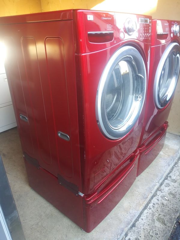 LG RED FRONT LOAD WASHER AND DRYER ON PEDESTAL for Sale in Portland, OR ...