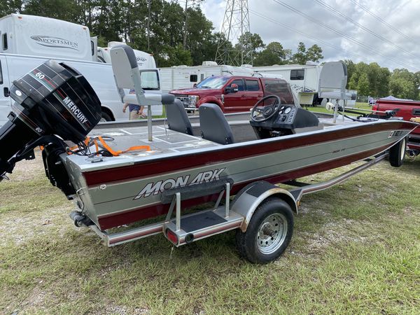 1992 monark bass 170 aluminum bass fishing boat 60 HP mercury runs ...
