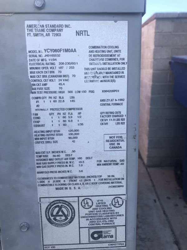 AC Heat unit Trane XL 1200 for Sale in Tucson, AZ - OfferUp