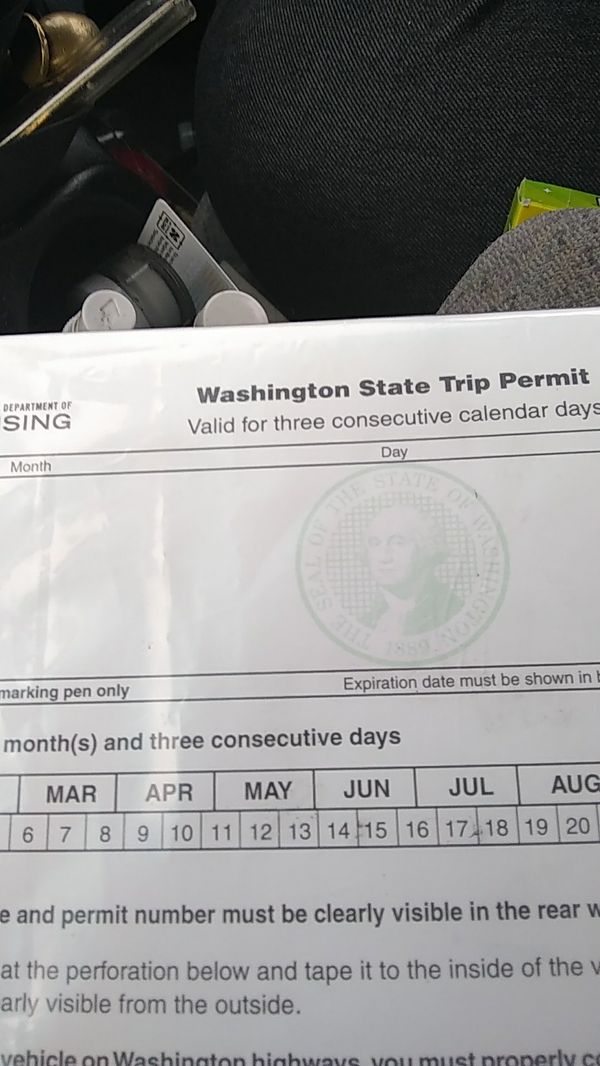 Printable Washington State Trip Permit Template Printable Templates