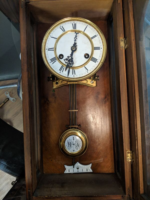 Antique German Pfeilkreuz (Arrow Cross) Wall Clock with R=A Pendulum ...