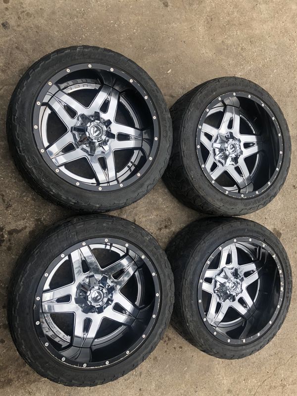 22x12 Fuel Full Blown Rims And M/T Tires 8 Lug Wheels 22” Fuels Chrome ...
